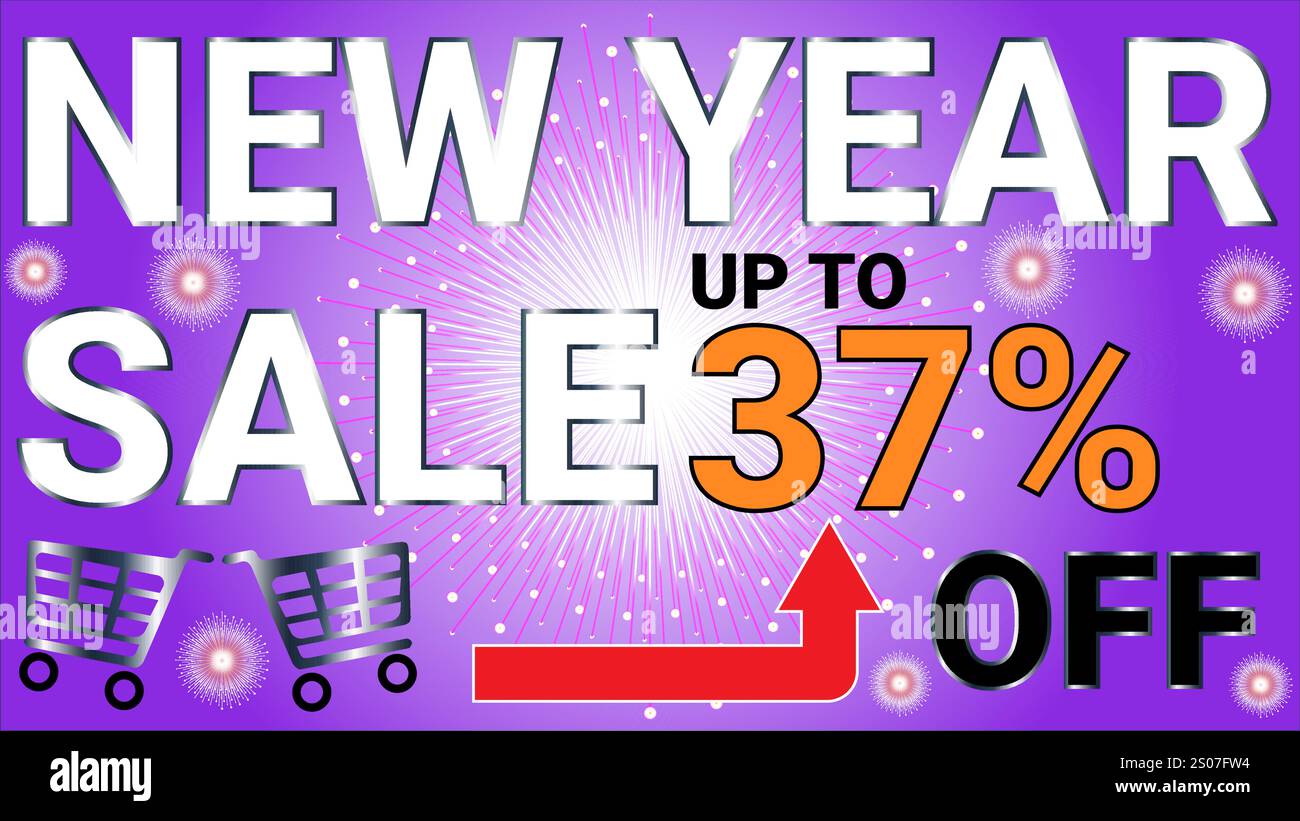 New year sale up to 37 percent off banner with Blue Violet and white ...