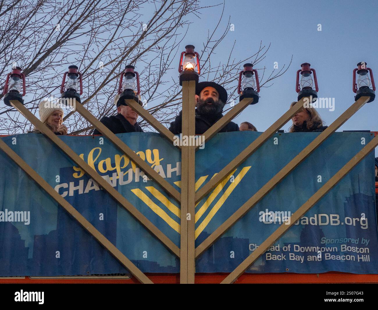 December 25, 2024, Boston, Massachusetts, USA: A 22-foot menorah lights ...