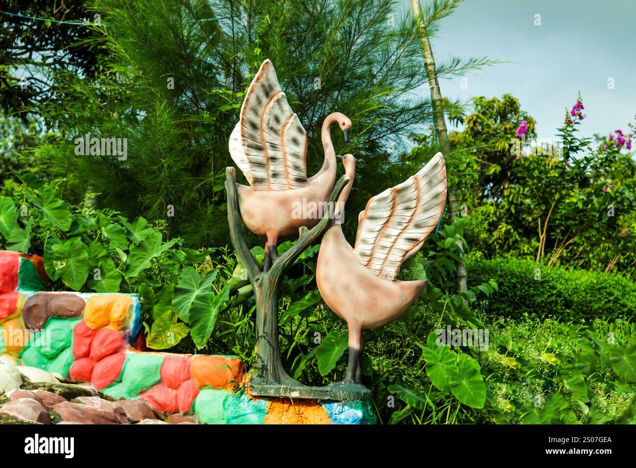 A green and pleasant environment in a park with two statues of Raj-hash ...