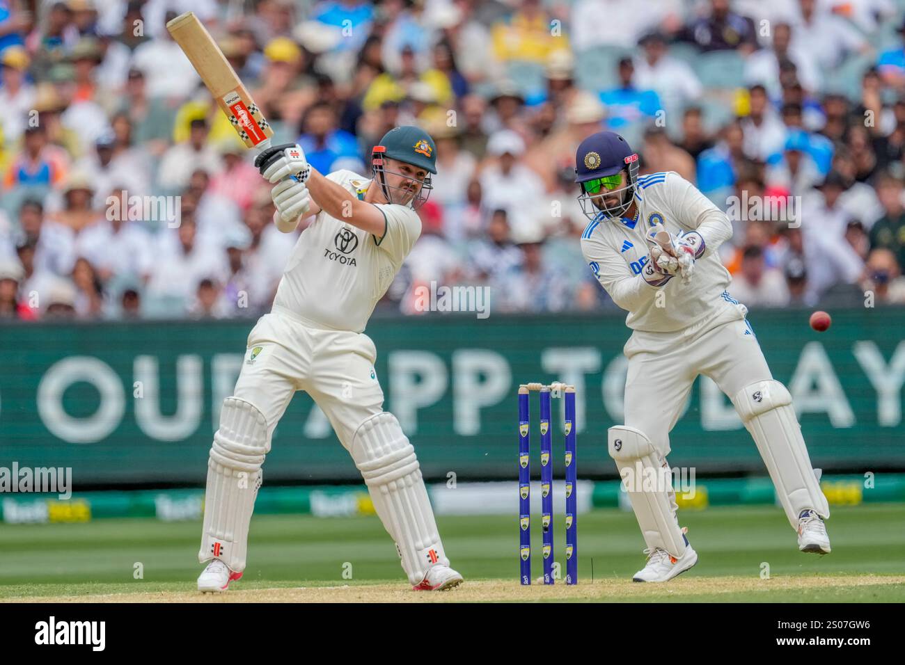 Australia's Travis Head bats during play on the first day of the fourth ...