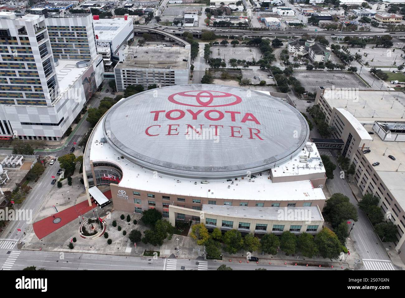 A general overall aerial view of the Toyota Center, Monday, Dec. 23 ...