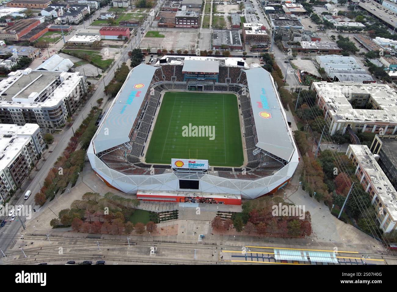 A general overall aerial view of Shell Energy Stadium, Monday, Dec. 23 ...
