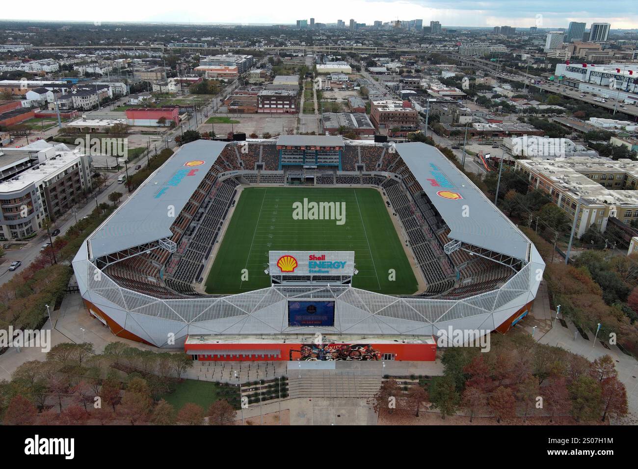 A general overall aerial view of Shell Energy Stadium, Monday, Dec. 23 ...