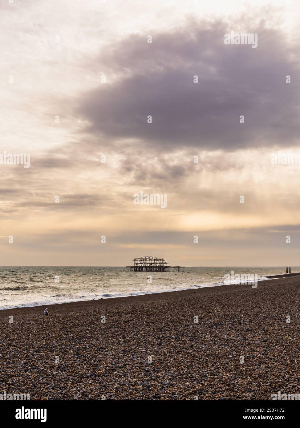 The remains of the destroyed West Pier in Brighton, East Sussex ...