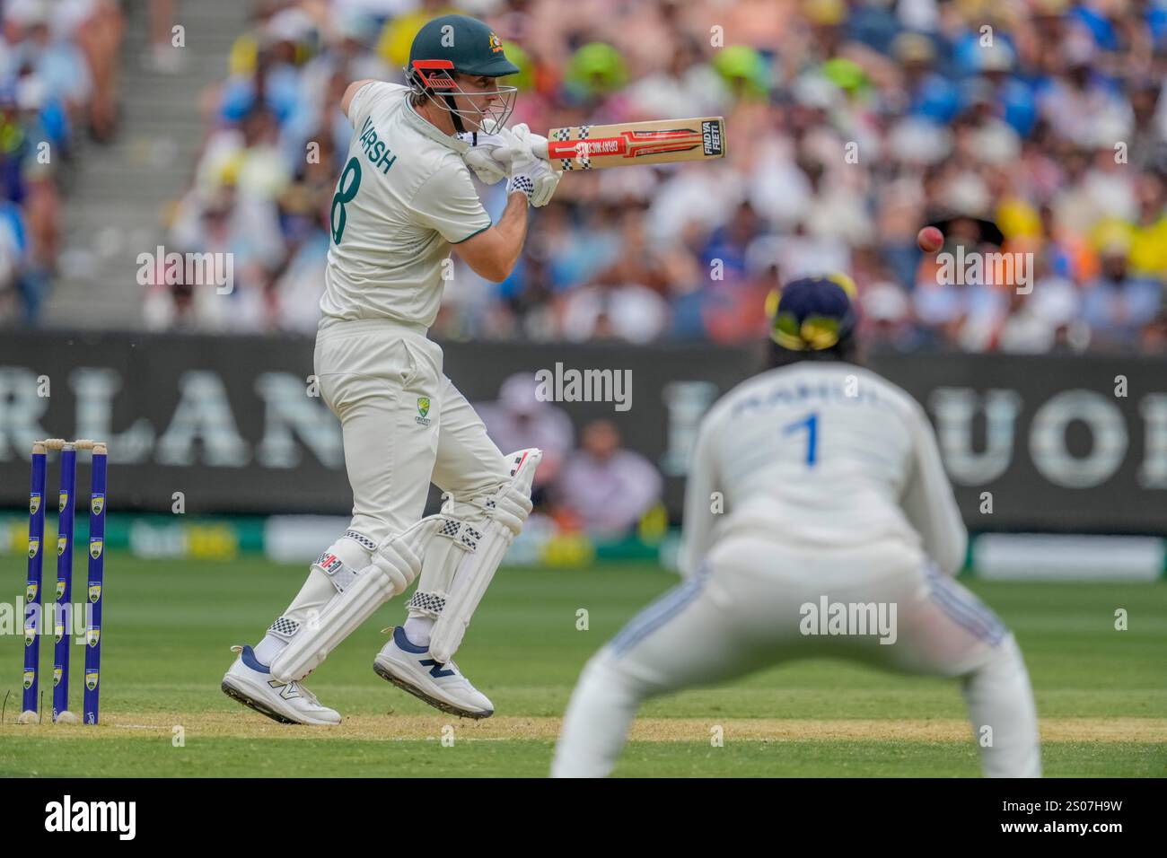 Australia's Mitchell Marsh plays a shot during play on the first day of ...