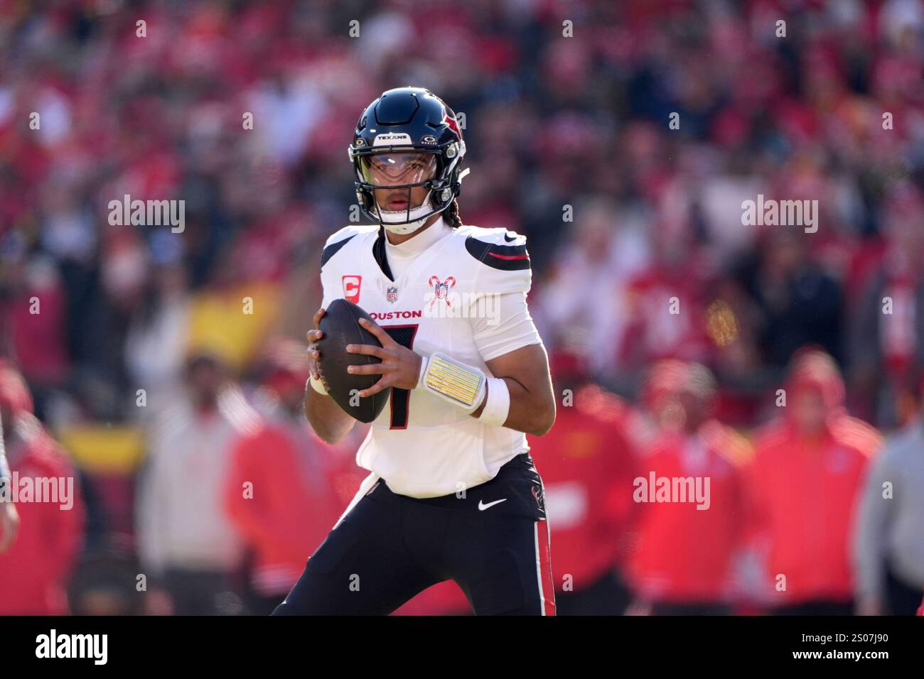 Houston Texans quarterback C.J. Stroud looks to pass during the first ...