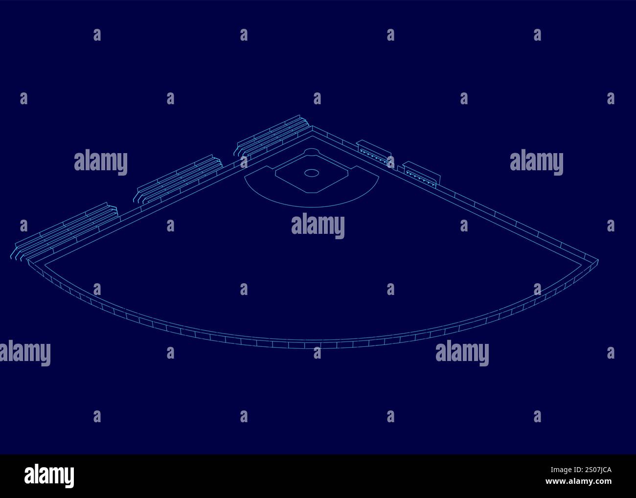 Blue baseball field with a diamond shape. The field is empty Stock ...