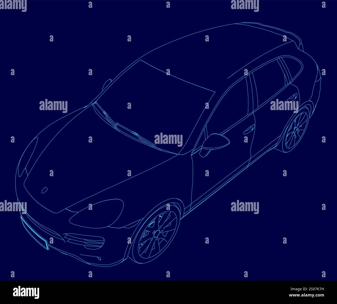 Blue car contour. The car is shown in a blue color Stock Vector Image ...