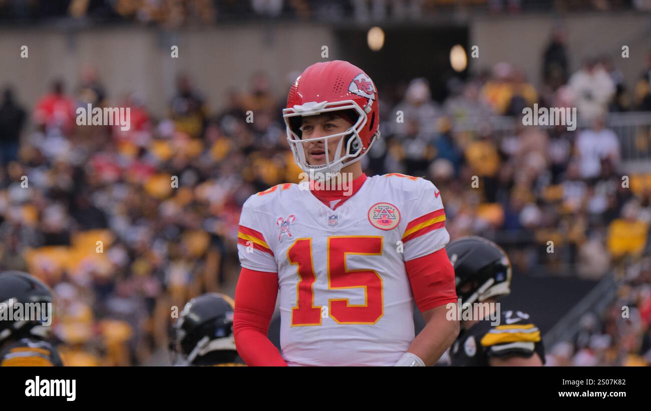 Pittsburgh, PA, USA. 25th Dec, 2024. Patrick Mahomes #15 during the ...