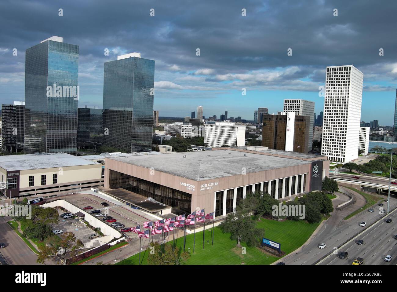 A general overall aerial view of the Joel Osteen Ministries at the ...