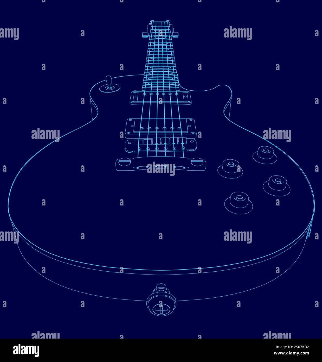 Guitar is shown in a blue color. The guitar is a vintage style and has ...