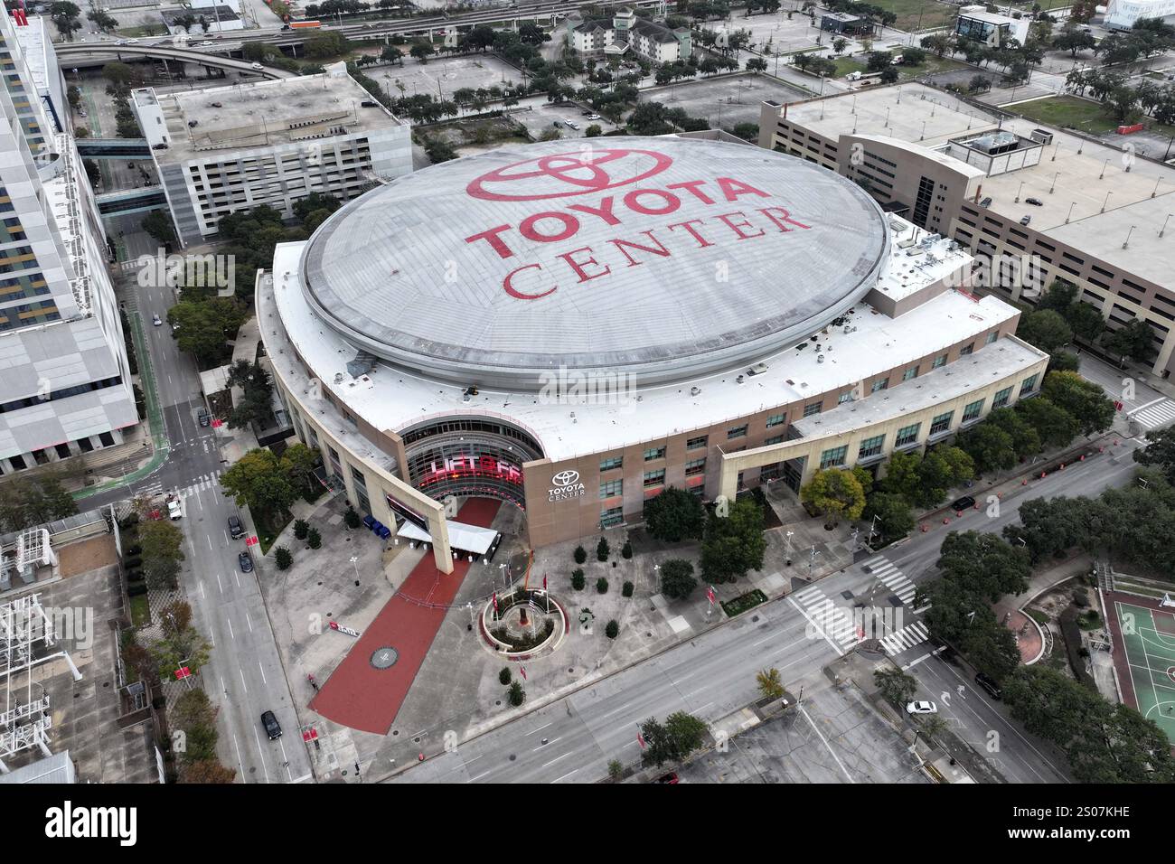 A general overall aerial view of the Toyota Center, Monday, Dec. 23 ...