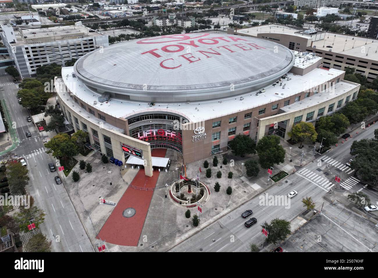 A general overall aerial view of the Toyota Center, Monday, Dec. 23 ...