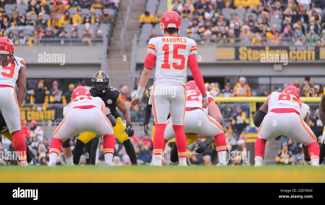 Pittsburgh, PA, USA. 25th Dec, 2024. Patrick Mahomes #15 during the ...