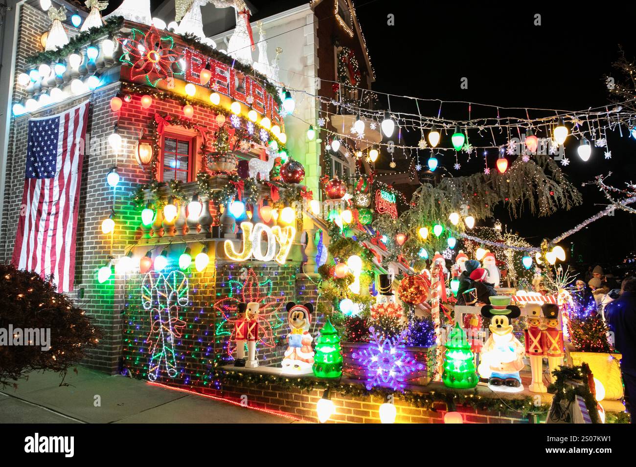 Dyker Heights Christmas Lights Celebration In New York Stock Photo - Alamy