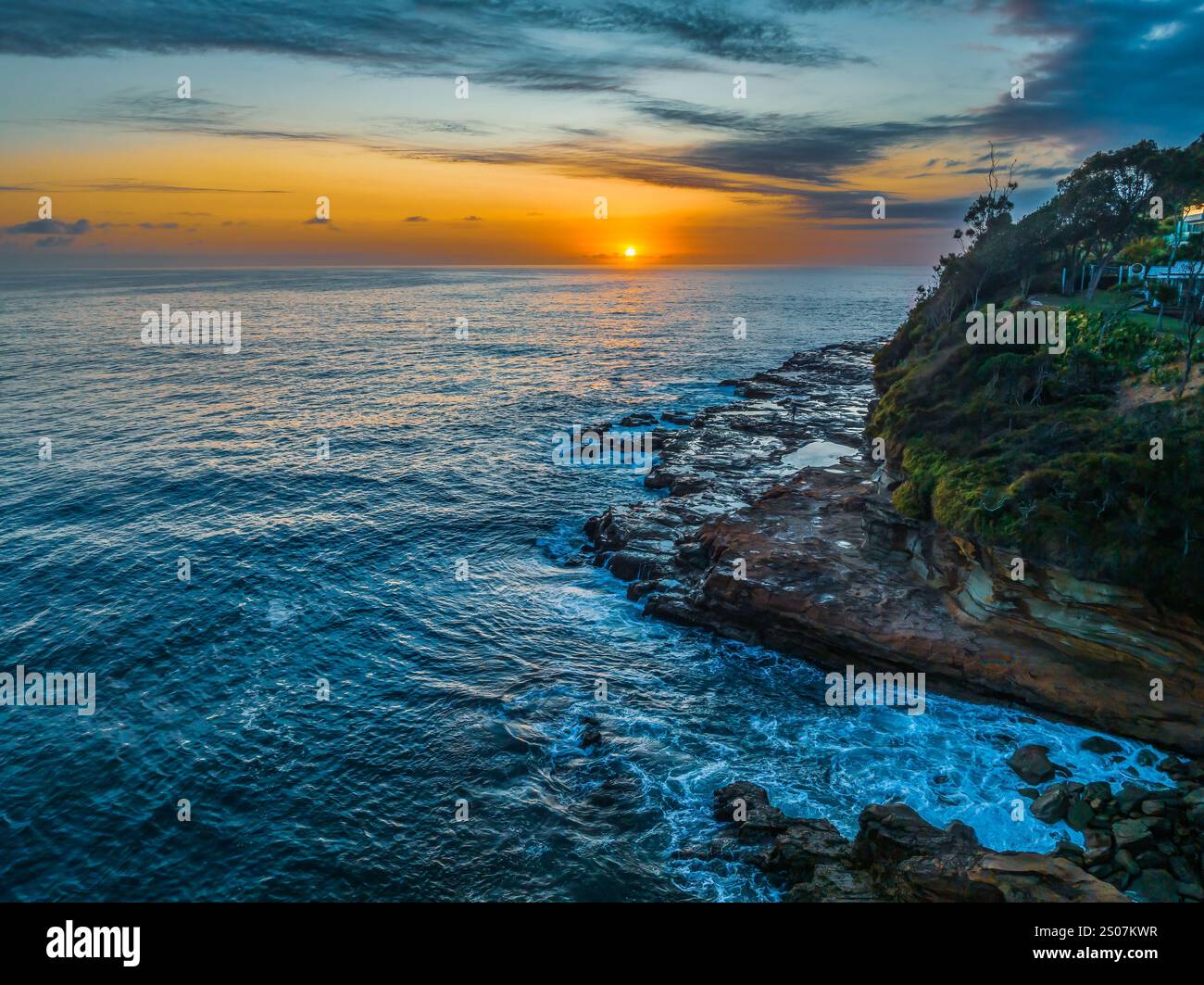 Sunrise at the seaside from Avoca Beach on the Central Coast, NSW ...
