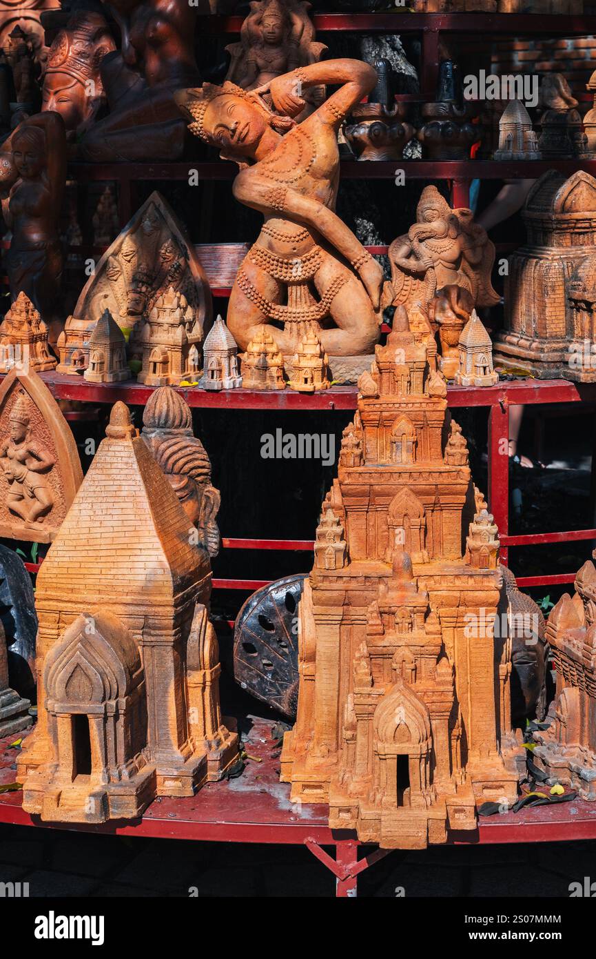 Clay figurines and statuettes of Po Nagar Cham Towers in a souvenir ...