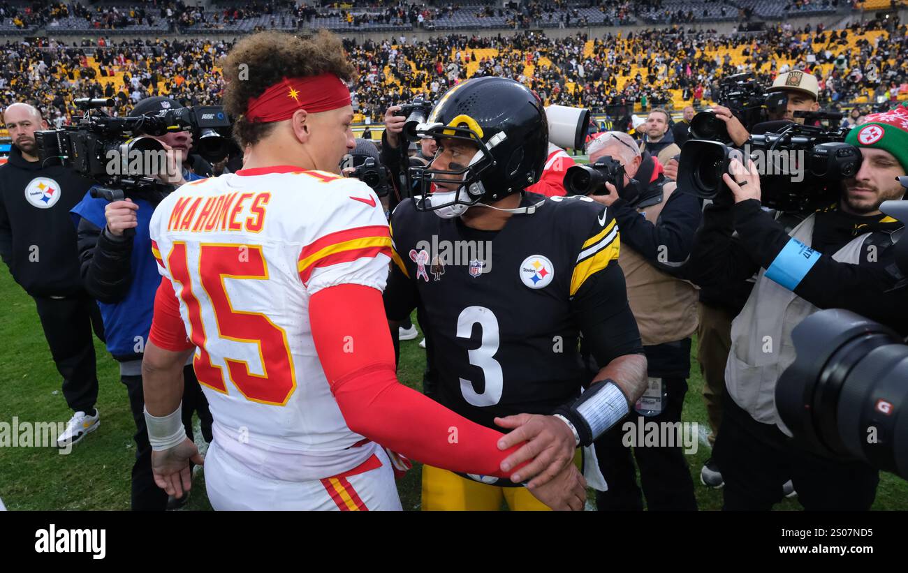 December 25, 2024: Russell Wilson #3, and Patrick Mahomes #15 during ...