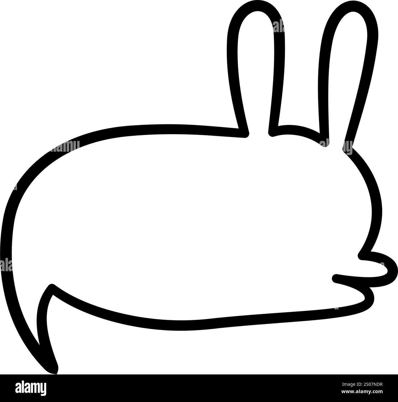 Rabbit pet speech bubble. Empty cute frame with tail. Hand drawn sketch ...