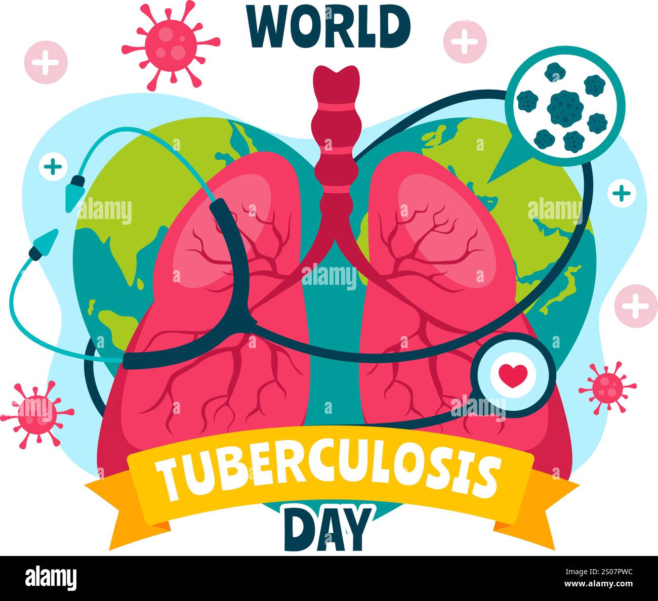 World Tuberculosis Day Vector Illustration on March 24, featuring Lungs ...