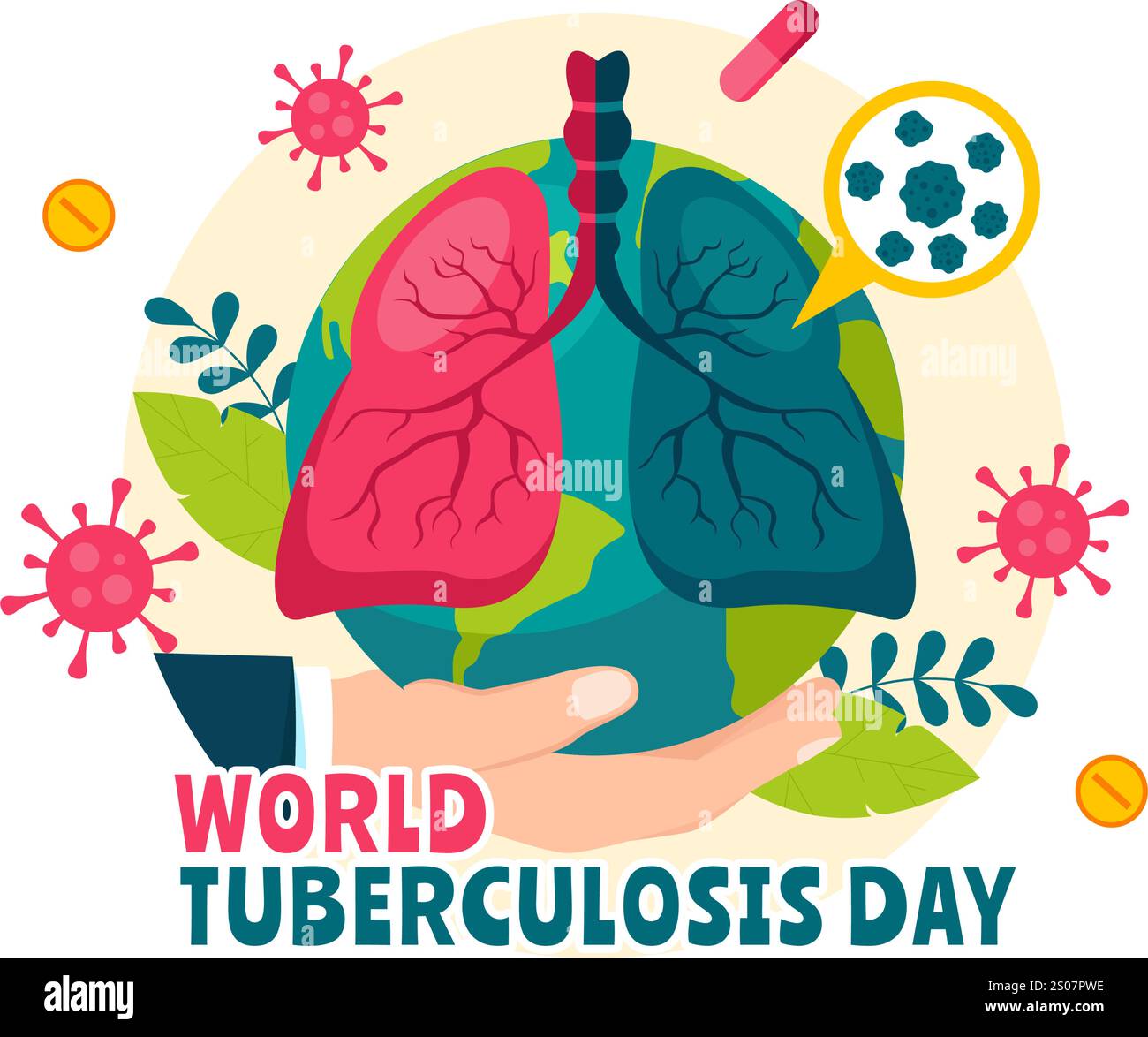 World Tuberculosis Day Vector Illustration on March 24, featuring Lungs ...