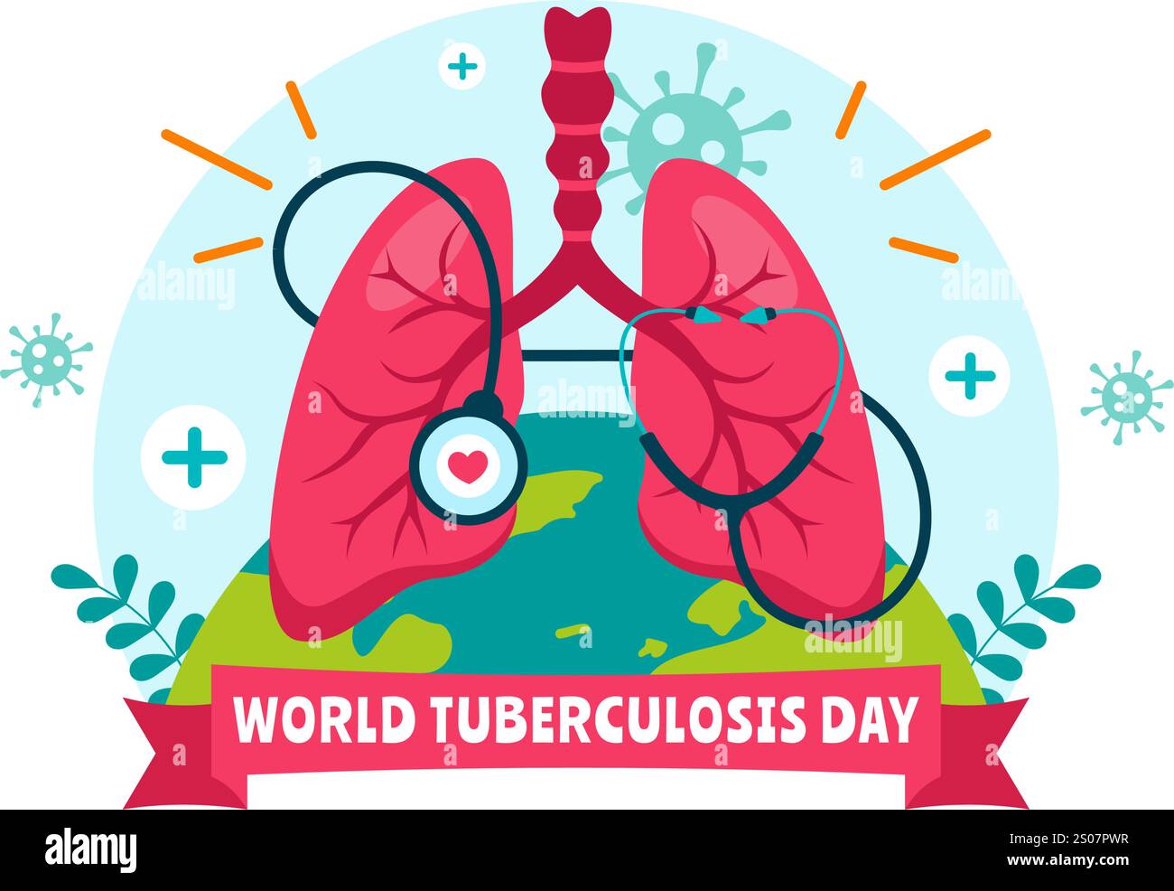 World Tuberculosis Day Vector Illustration on March 24, featuring Lungs ...
