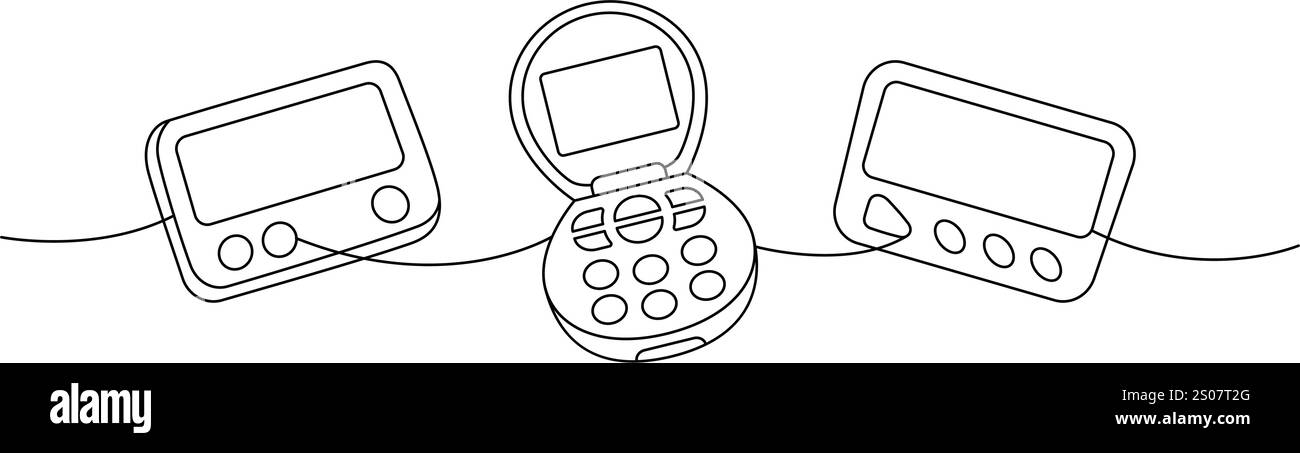 Old-fashioned communication technology one line continuous drawing ...