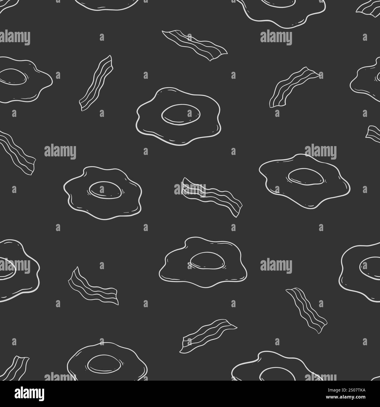 Bacon and Eggs doodle seamless pattern. Cartoon illustration vector ...