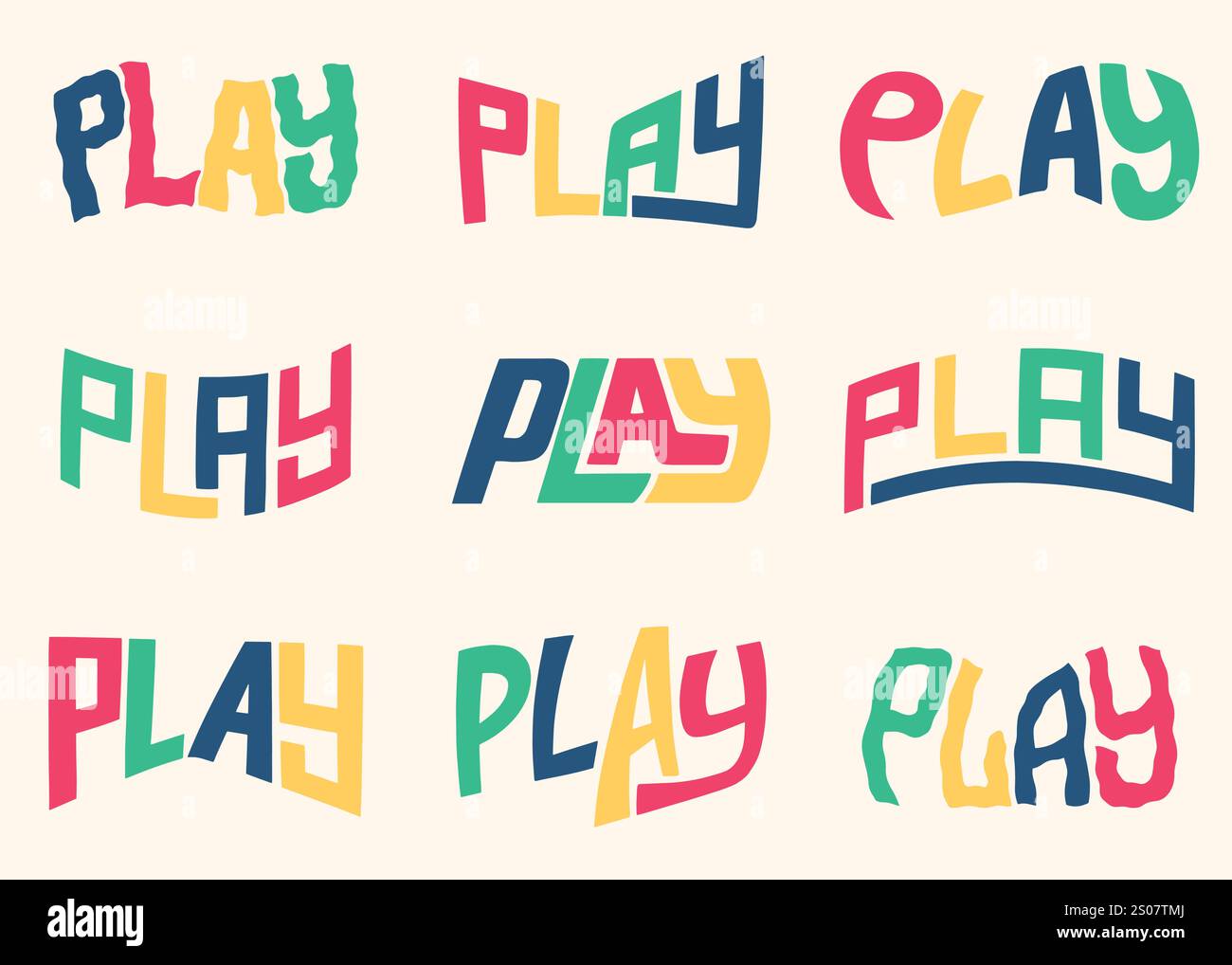 PLAY word lettering compilation set. Vector Lettering design ...