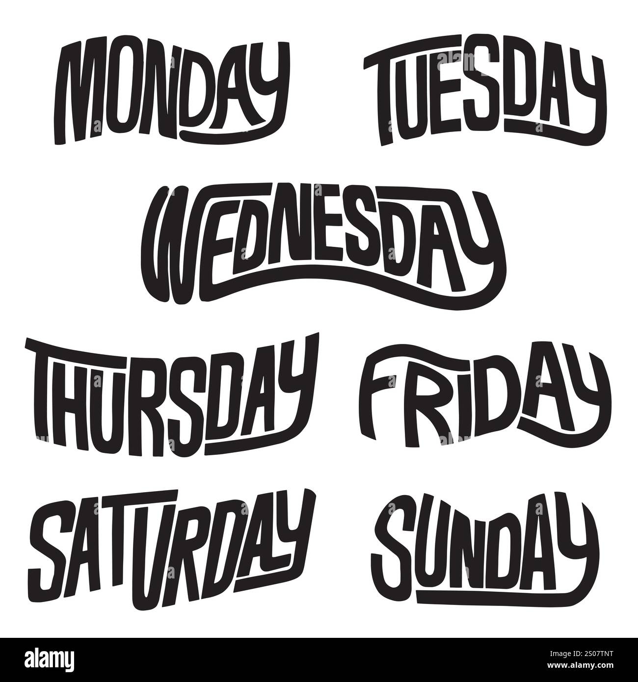 Week days name hand lettering compilation set. Vector Lettering design ...