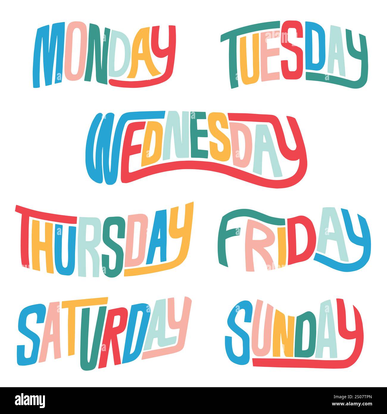 Week days name hand lettering compilation set. Vector Lettering design ...