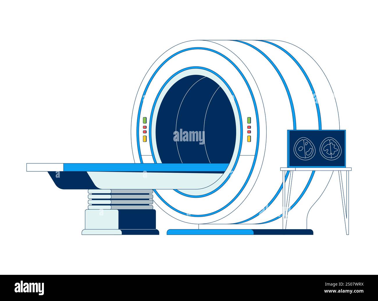 MRI machine with patient table 2D cartoon object Stock Vector Image ...
