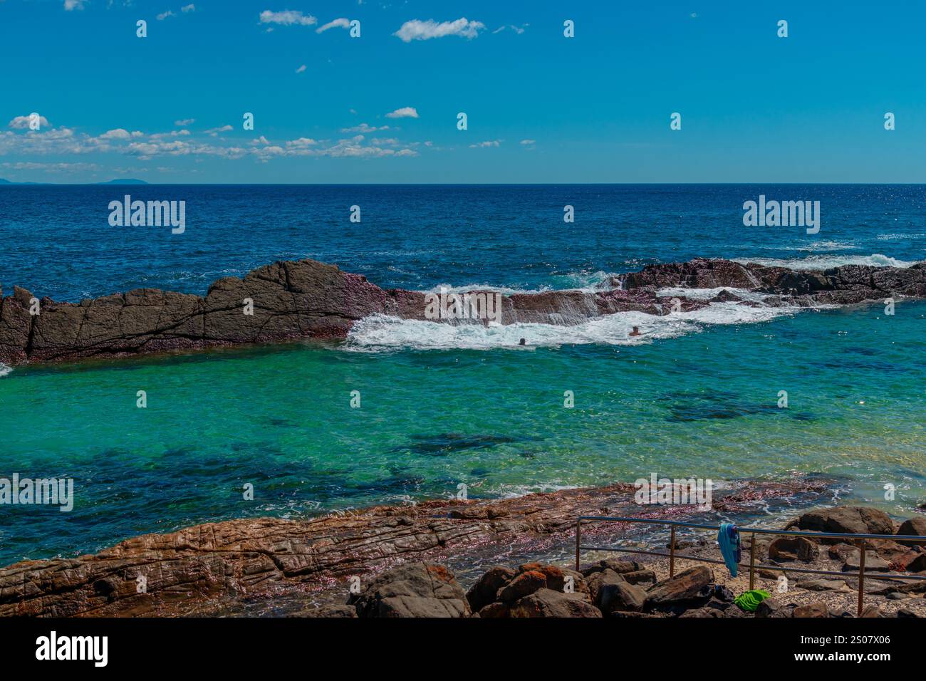 Beautiful sapphire blue ocean washing on the rocks at The Tanks on the ...