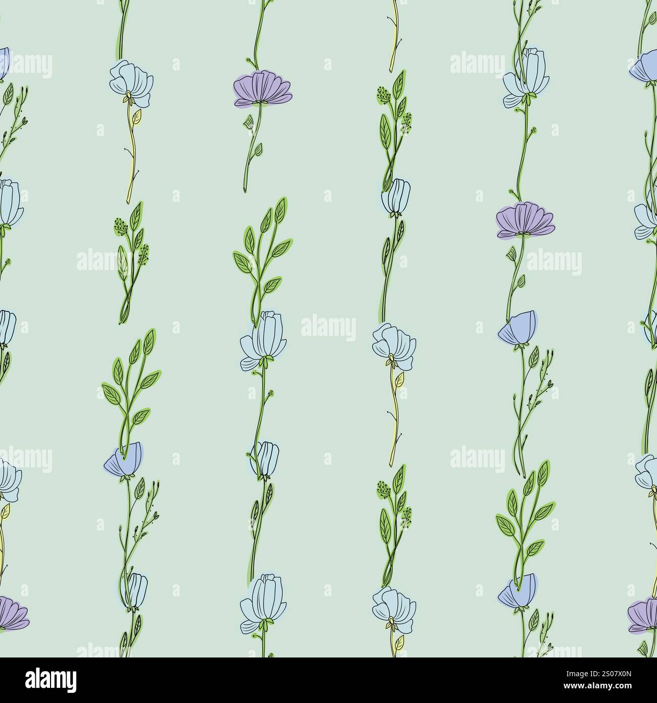 Seamless Floral Pattern Showcasing Beautiful Pink Purple And Blue