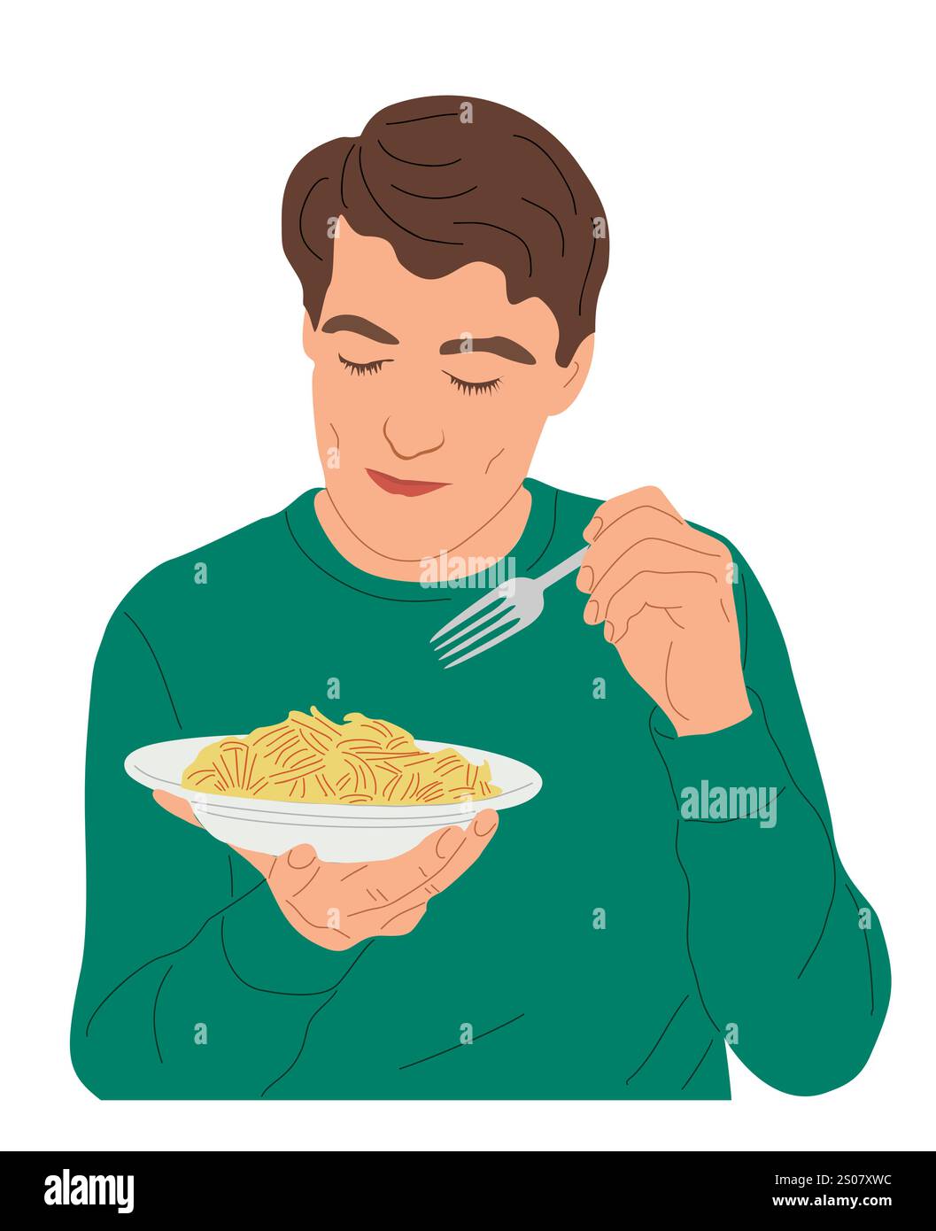 Beautiful smiling young man holding Stock Vector Images - Alamy