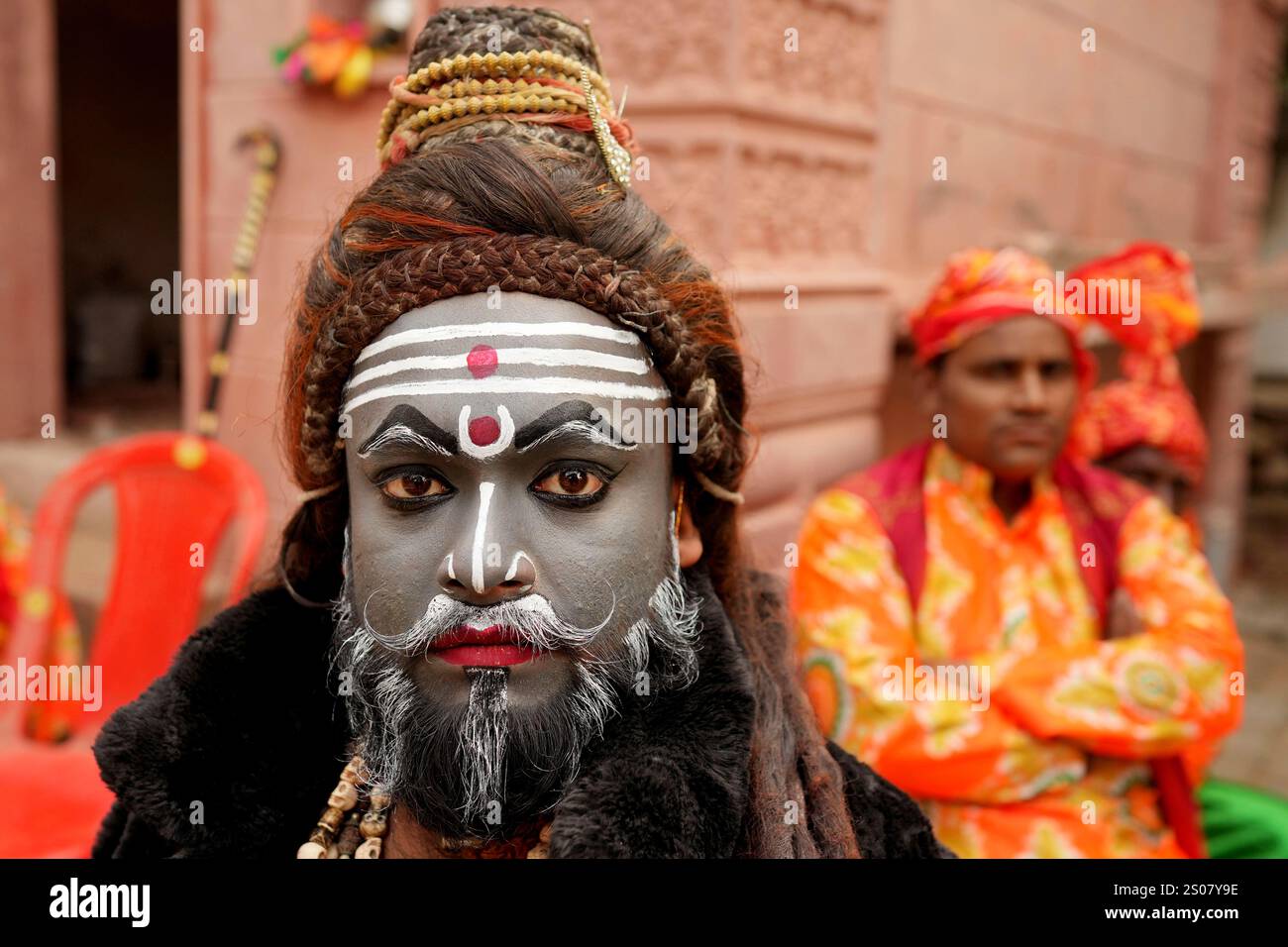 An Indian artist dressed up as Lord Shiva during a procession of Shree ...