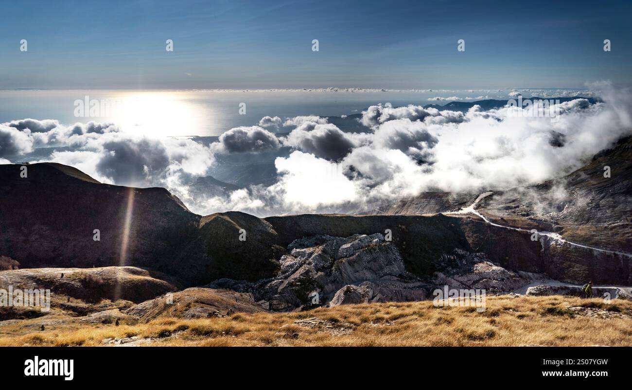 A breathtaking landscape view from a mountain peak, showcasing a vast ...