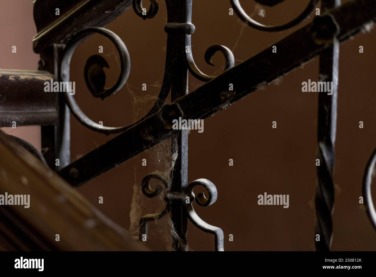Aged Stairs with Spiderweb Details Stock Photo - Alamy