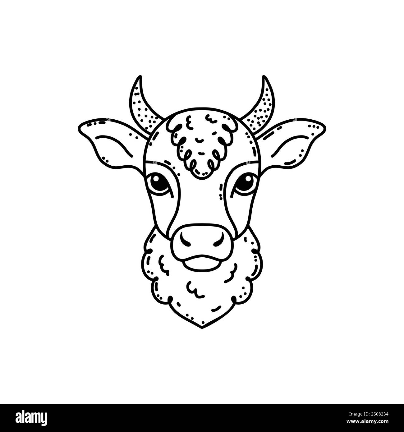 Cute cow in hand drawn doodle style Stock Vector Image & Art - Alamy