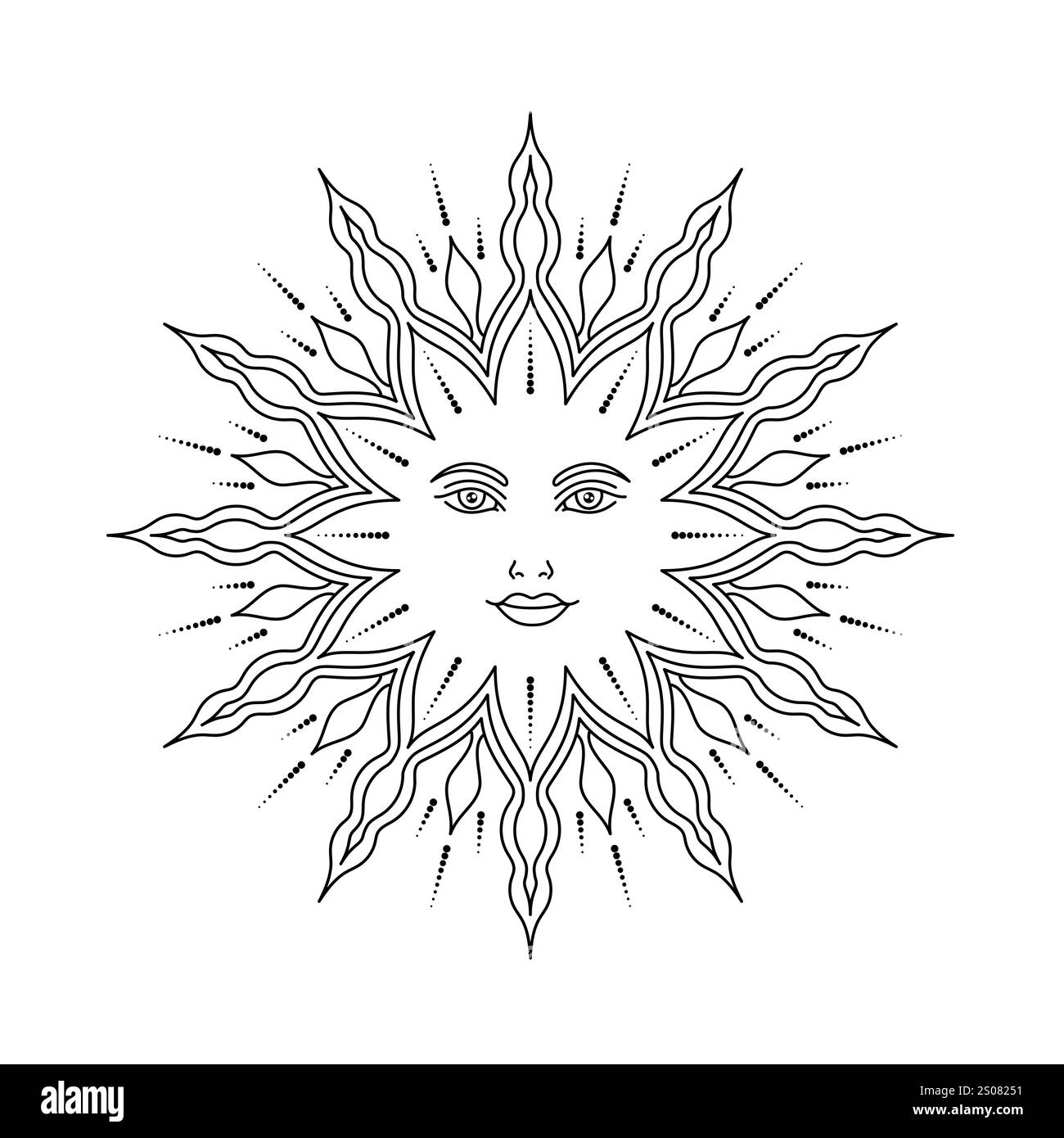 Esoteric sun in line art style Stock Vector Image & Art - Alamy