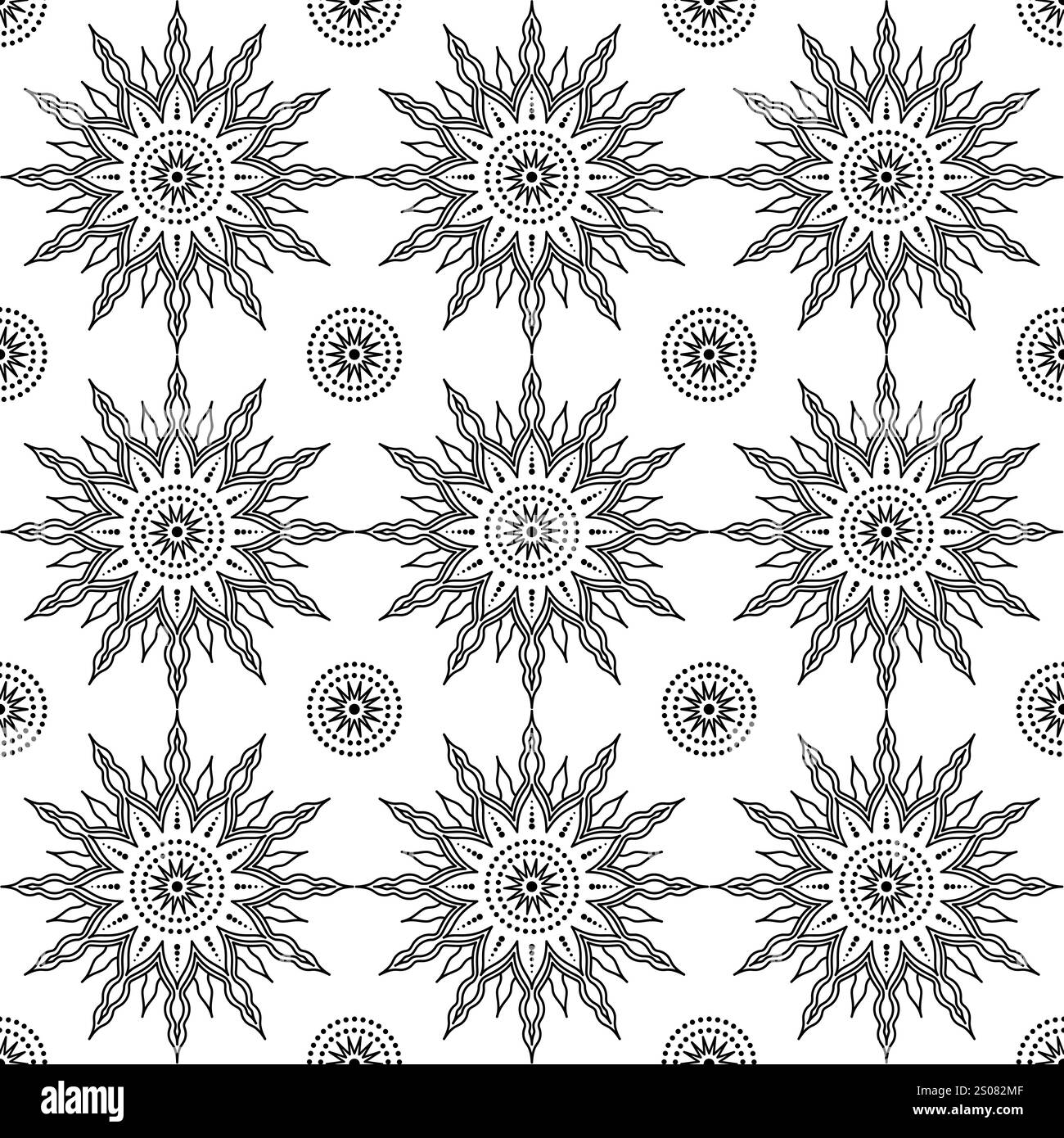 Seamless sun pattern on a white background, featuring intricate rays ...