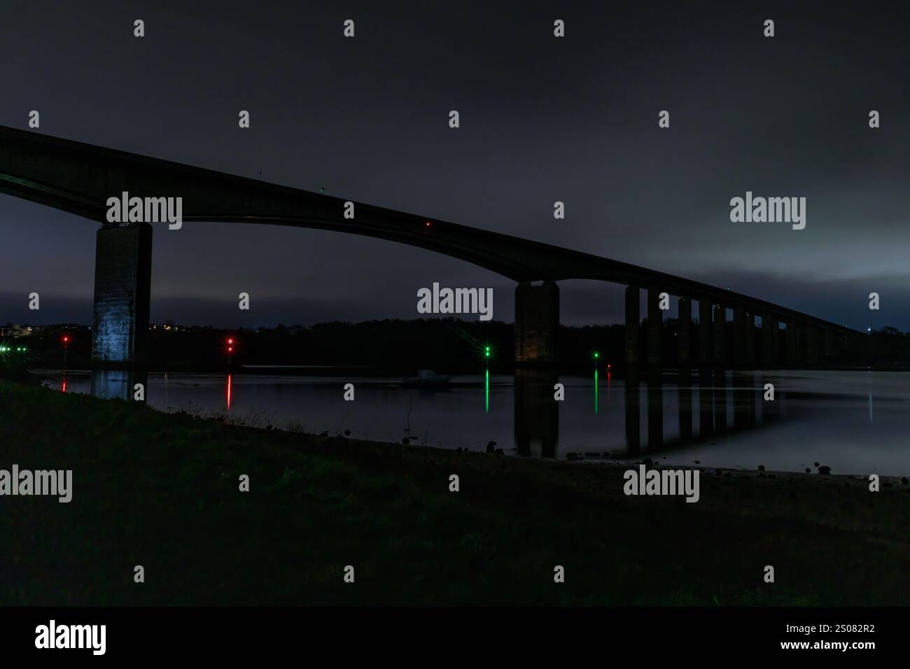 The Orwell Bridge at night near Ipswich, Suffolk, UK Stock Photo - Alamy