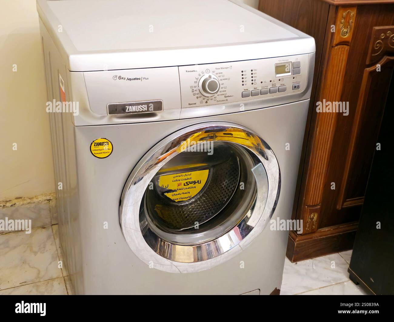 Cairo, Egypt, November 16 2024: Zanussi 6KG Aquatec plus front loading ...