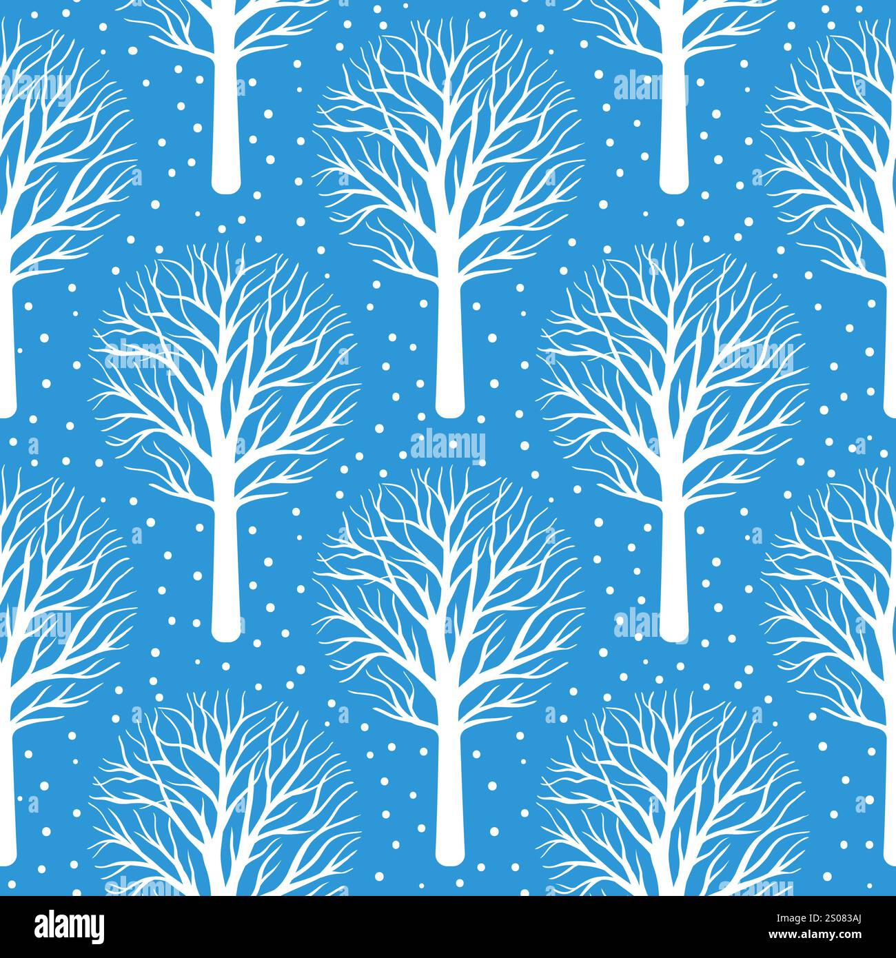 Seamless winter inspired pattern with white trees and snow Stock Vector ...