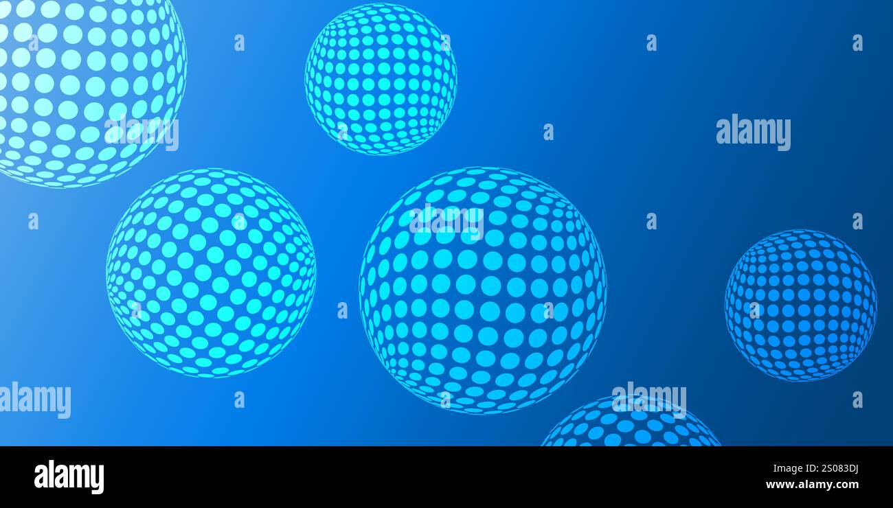 Light Blue Big Spotted, Textured 3D Globes, Balls with Round Lit ...