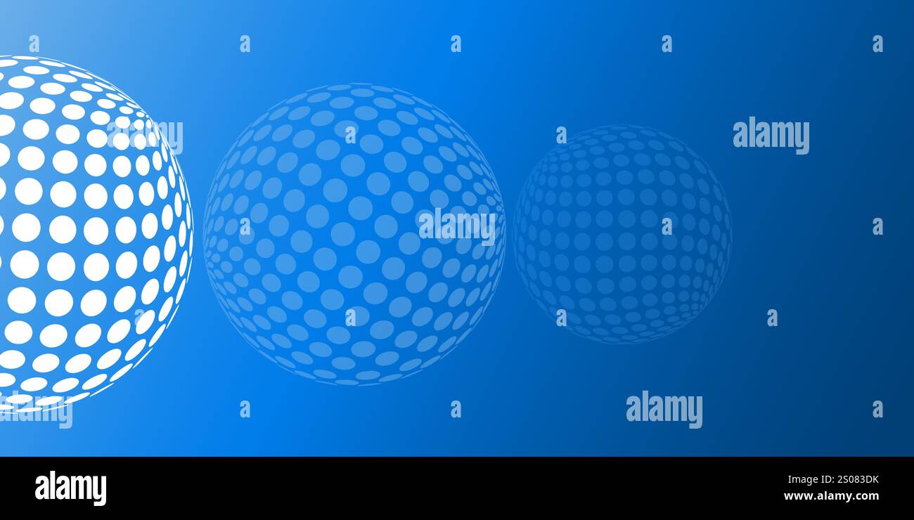 White and Blue Big Spotted, Textured 3D Globes, Balls with Round Lit ...