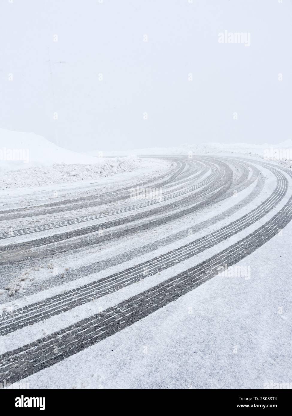 France. 25th Dec, 2024. Snowy roads at Piau Engaly ski resort in the ...