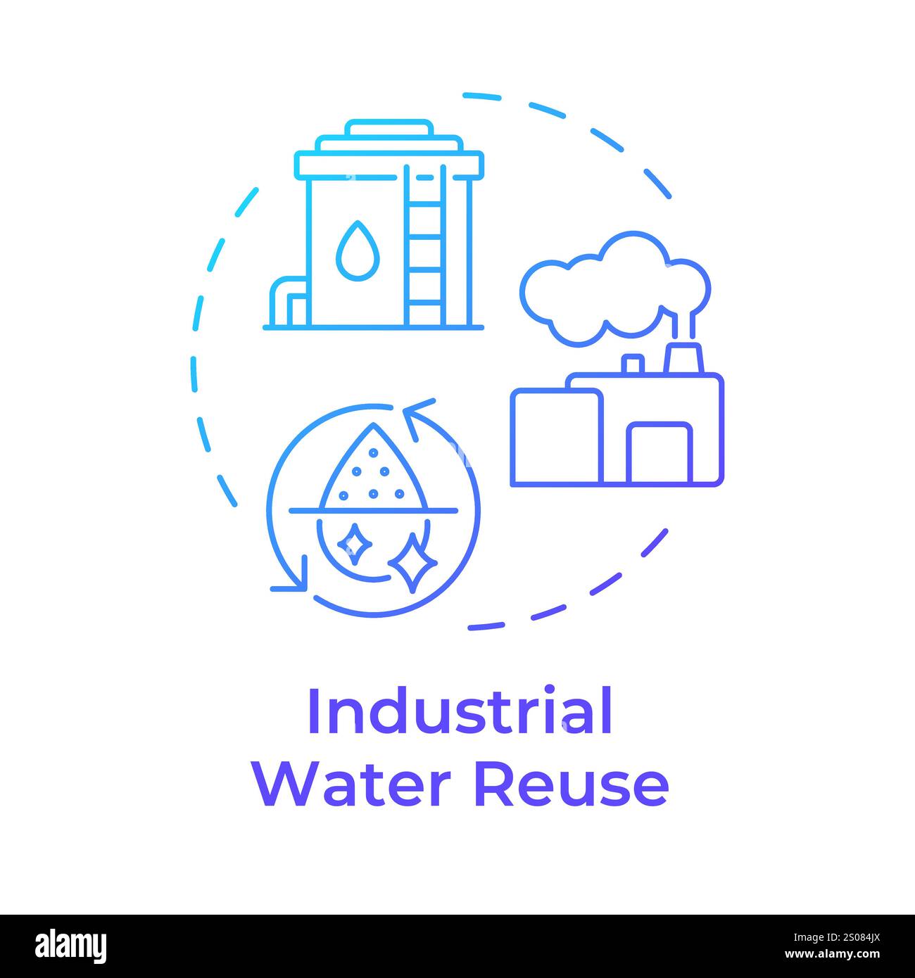 Industrial water reuse blue gradient concept icon Stock Vector Image ...