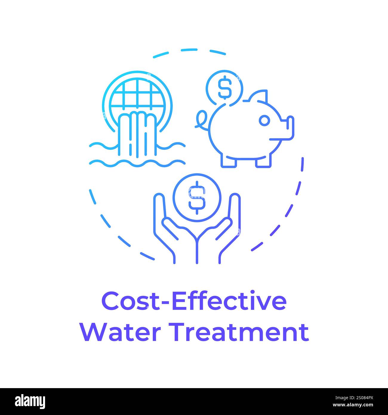 Cost effective water treatment blue gradient concept icon Stock Vector ...