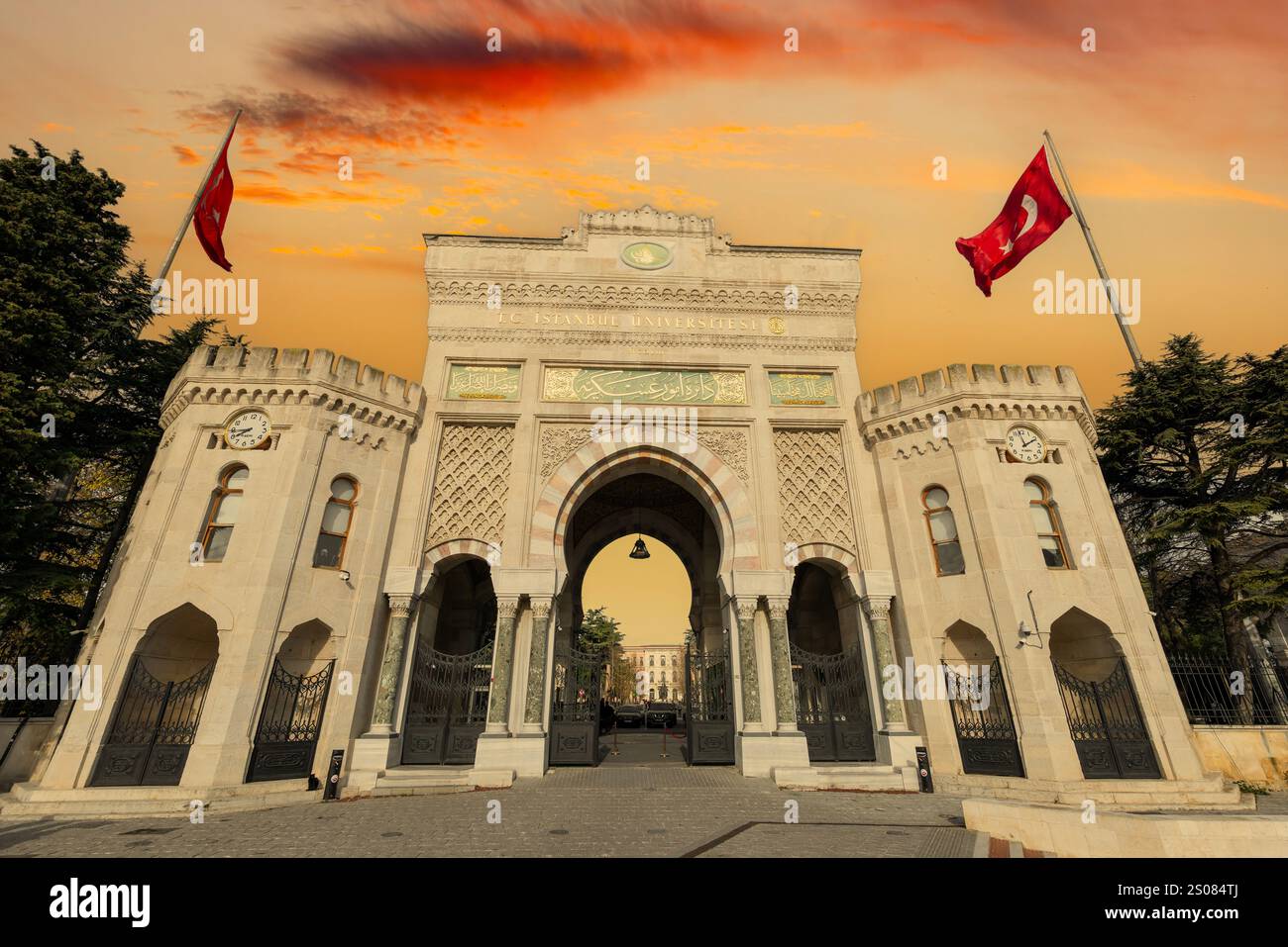 Istanbul University main gate and Beyazit Square view in the Istanbul ...